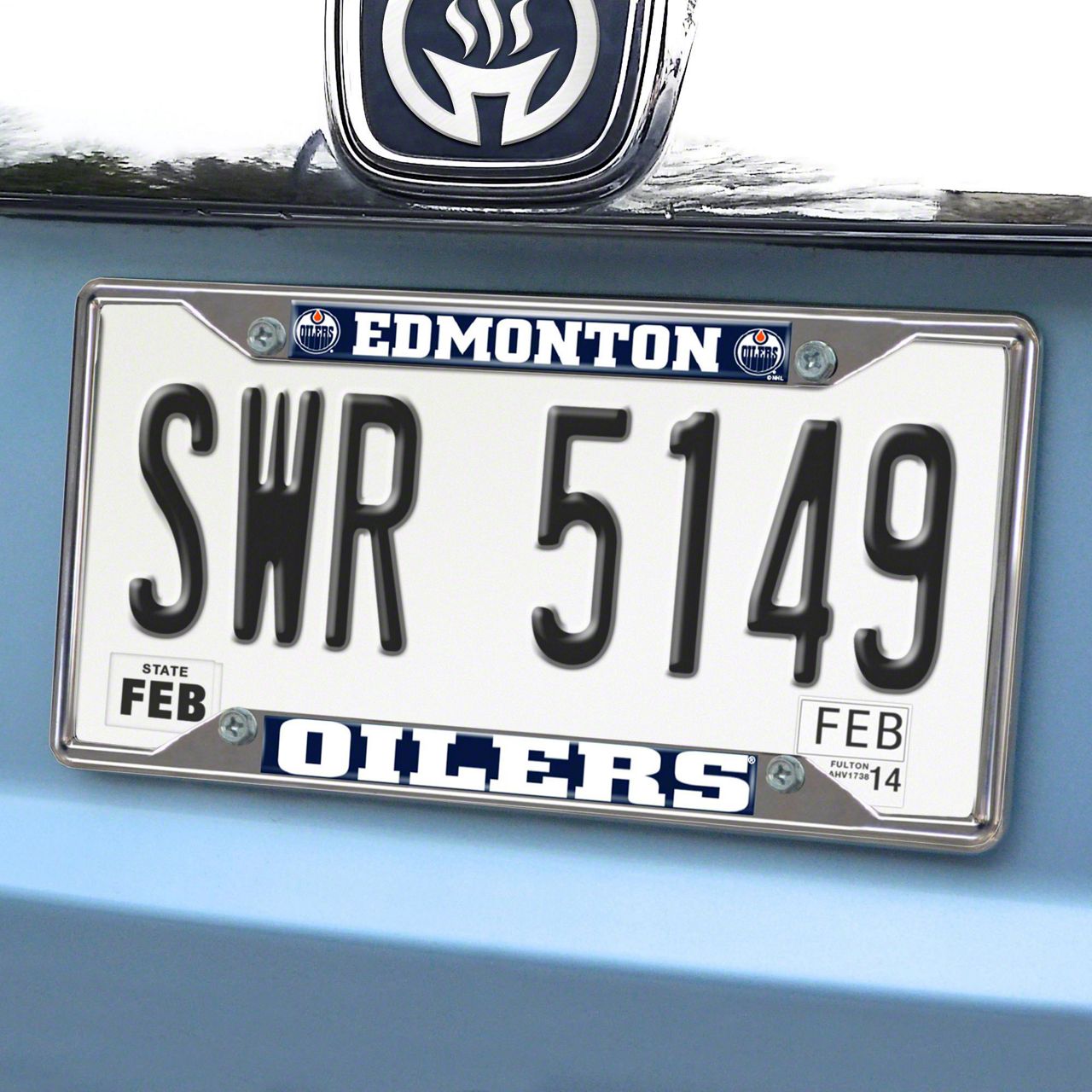 F-150 License Plate Frame with Edmonton Oilers Logo; (Universal; Some ...