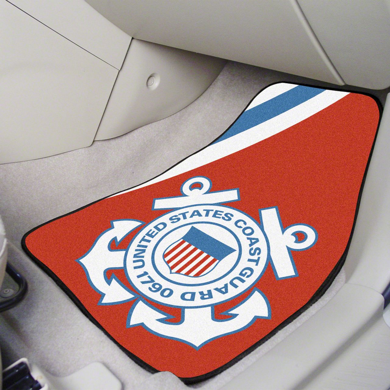 RAM 2500 Carpet Front Floor Mats with U.S. Coast Guard Logo; Red ...