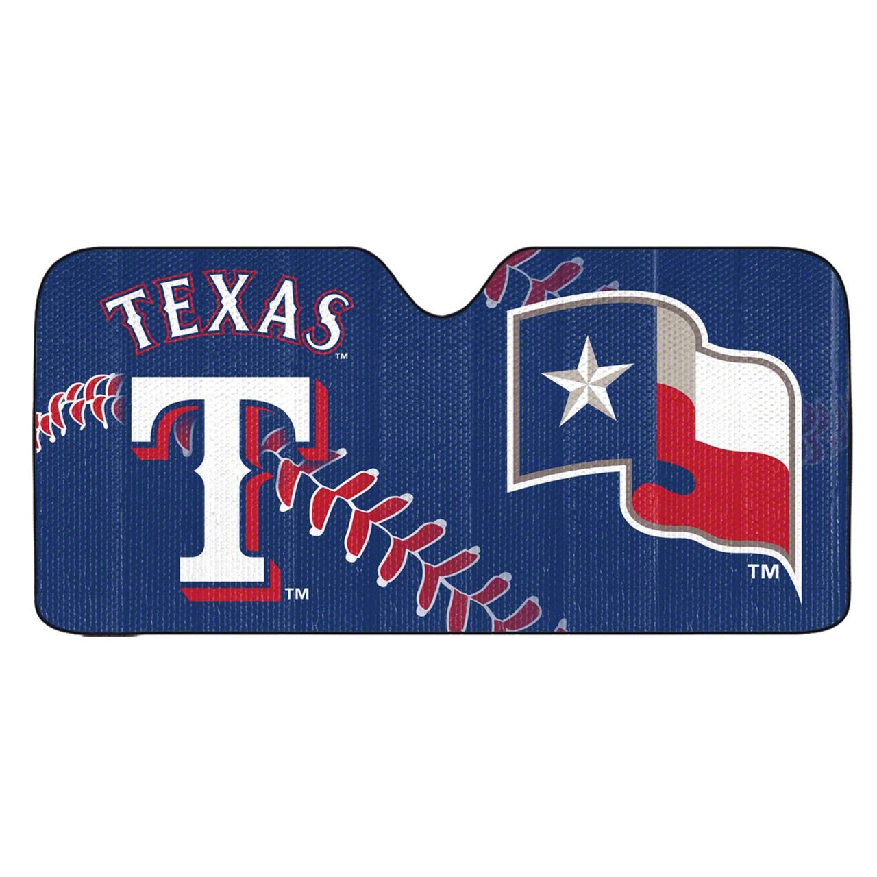 RAM 3500 Windshield Sun Shade with Texas Rangers Logo; Navy (Universal; Some Adaptation May Be ...