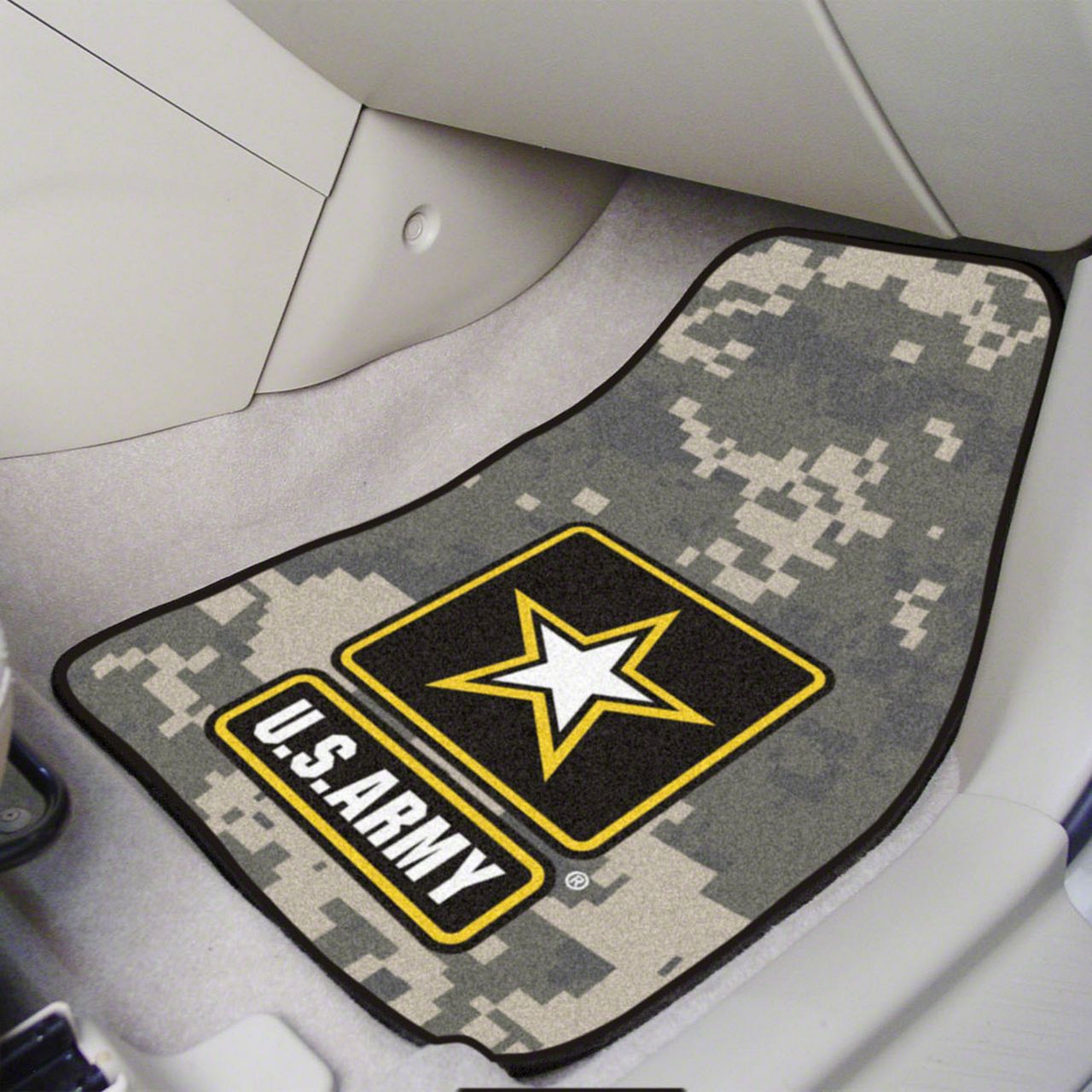 Ranger Carpet Front Floor Mats with U.S. Army Logo; Gray (Universal ...