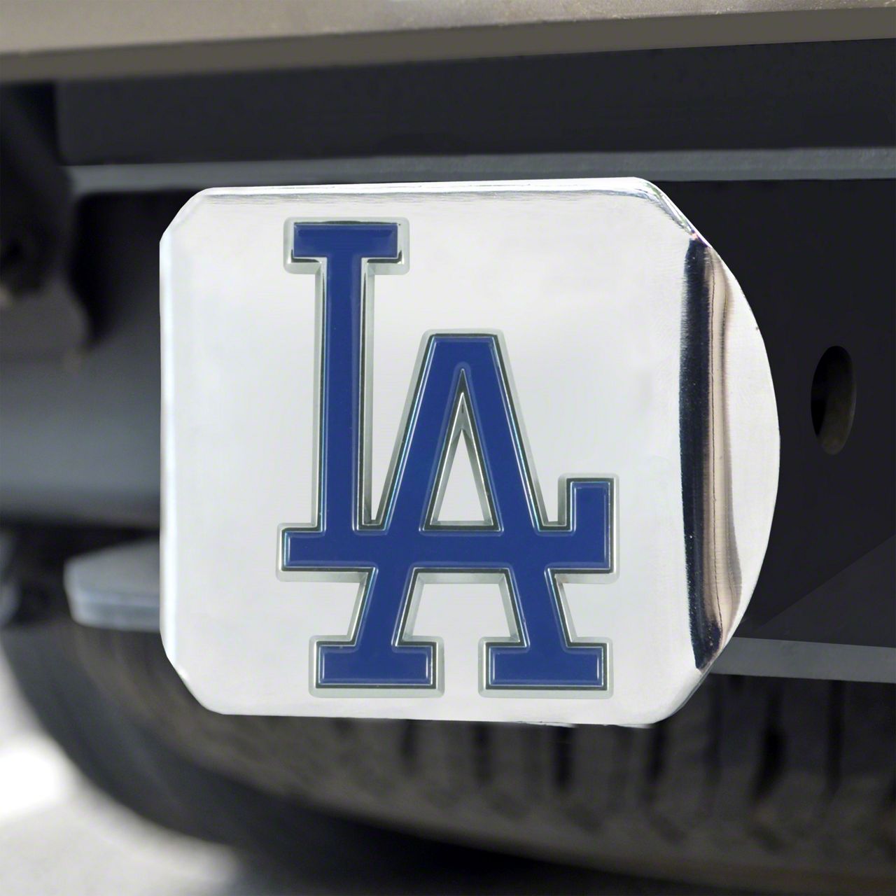 Ranger Hitch Cover with Los Angeles Dodgers Logo; Chrome (Universal ...