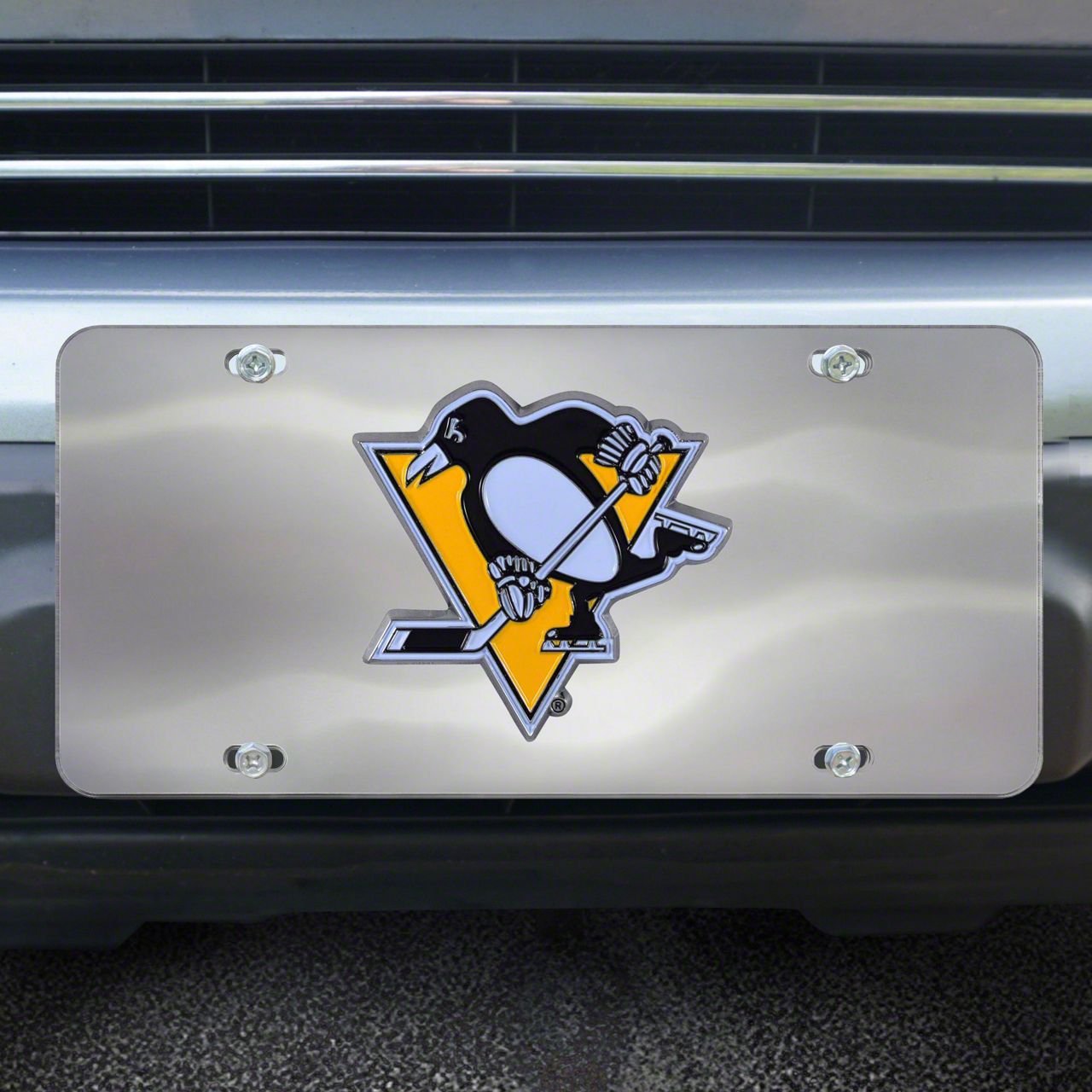 Ranger License Plate with Pittsburgh Penguins Logo; Stainless Steel ...