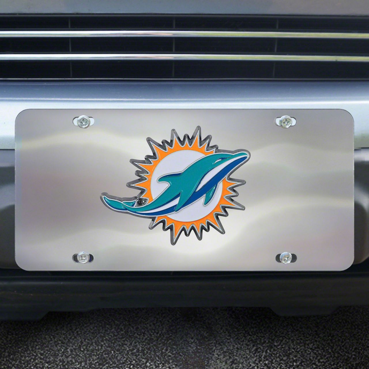 F-250 Super Duty License Plate with Miami Dolphins Logo; Chrome ...