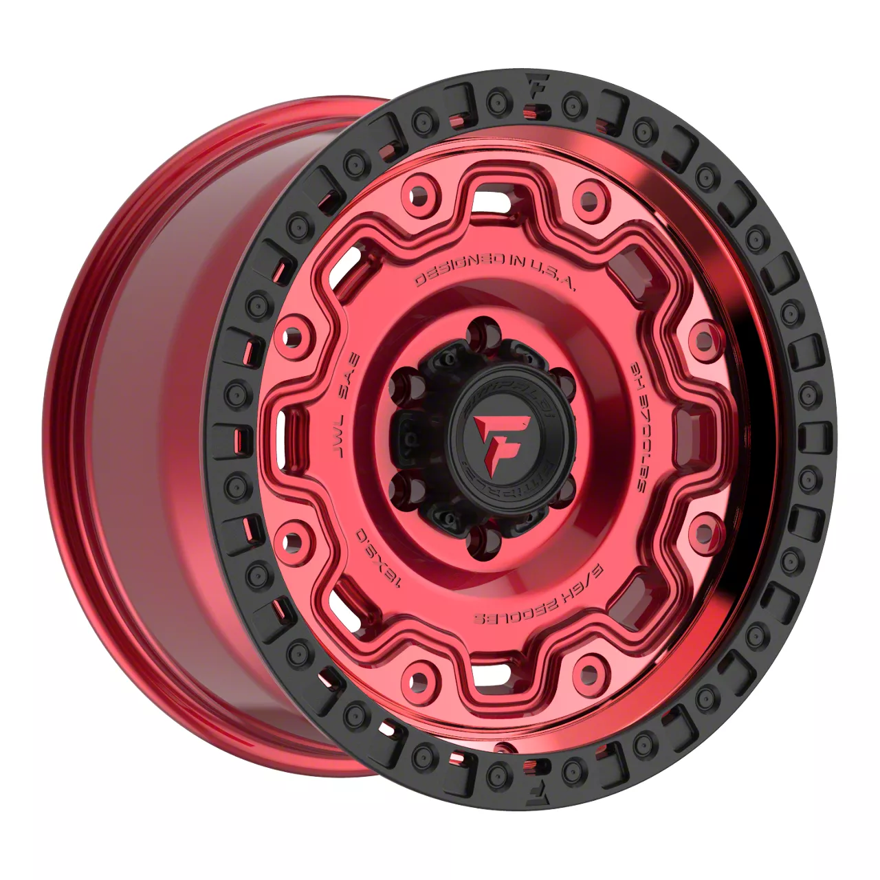 Fittipaldi Offroad F-150 FT100 Gloss Red with Machined Face, Red Tint and Satin Black Lip 6-Lug ...