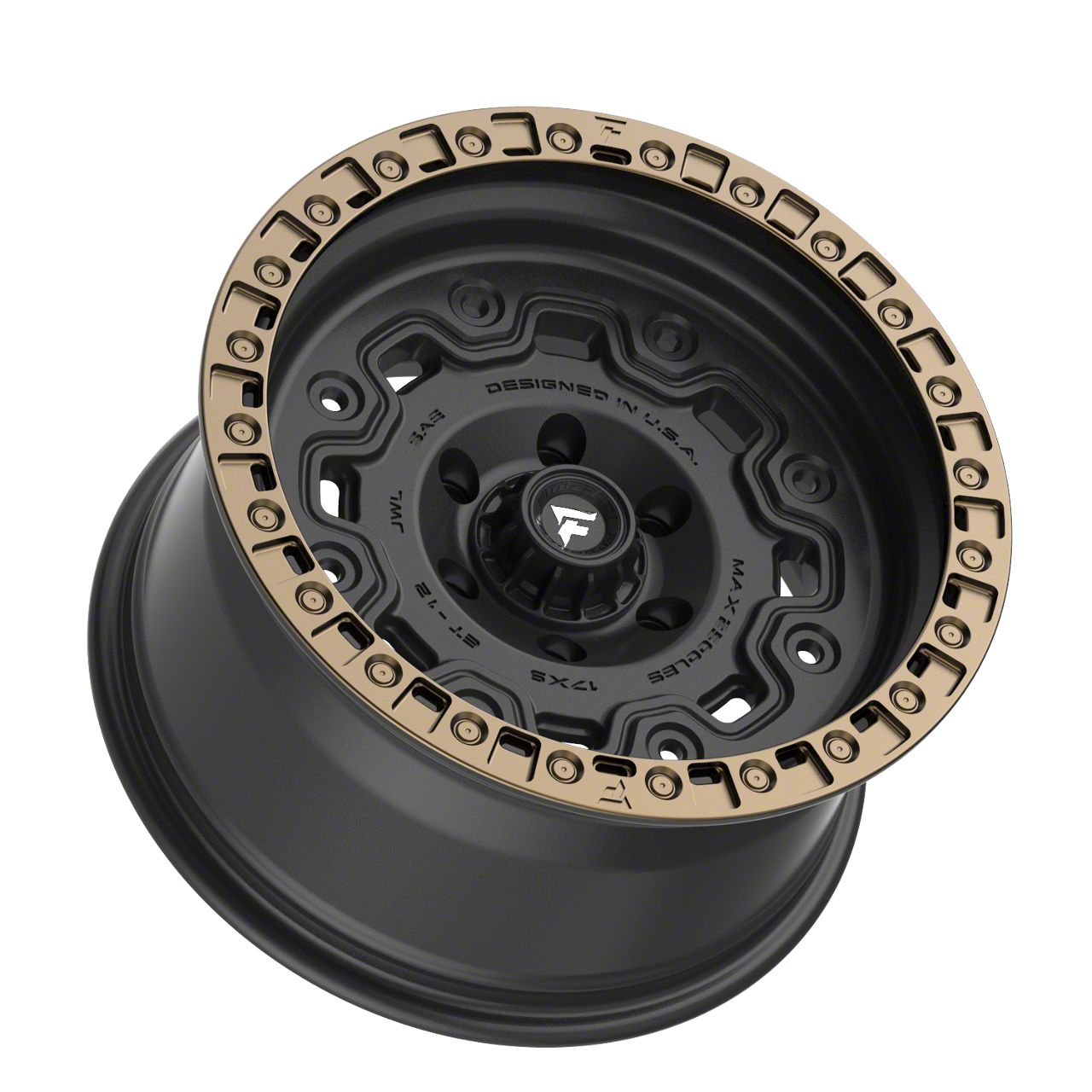 Fittipaldi Offroad Ranger FT100BZ Satin Black with Bronze Ring 6-Lug ...