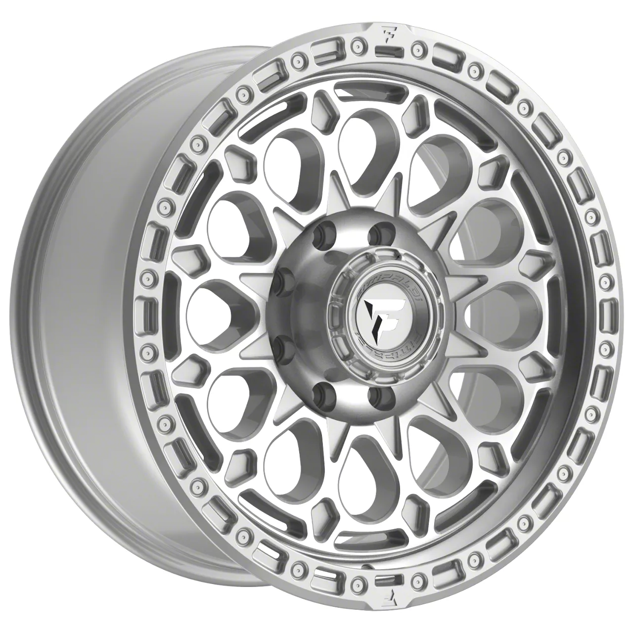 Fittipaldi Offroad Silverado 3500 FT101 Gloss Silver with Machined Face and Undercut 8-Lug Wheel ...