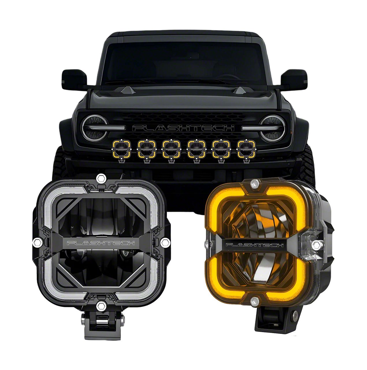 Flashtech RAM 1500 Tri-Forge LED Cube Light with Amber DRL; Low/High ...