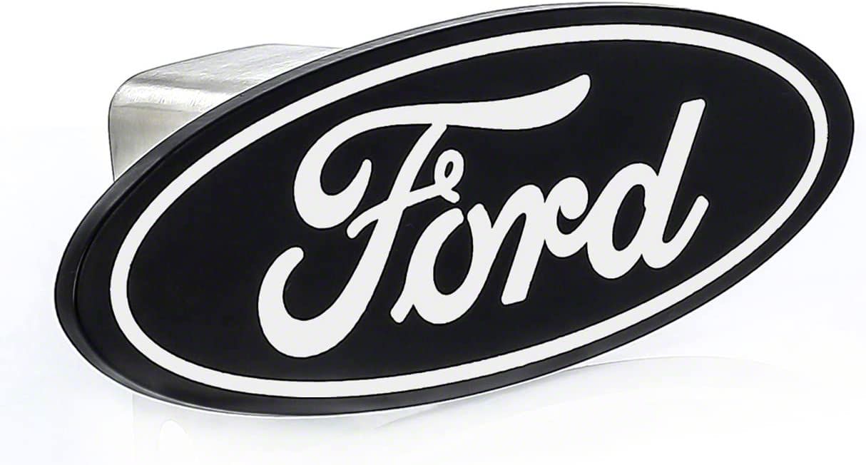 Ford Universal AT 2-Inch Receiver Hitch Cover; Black and White FOHCK-W ...
