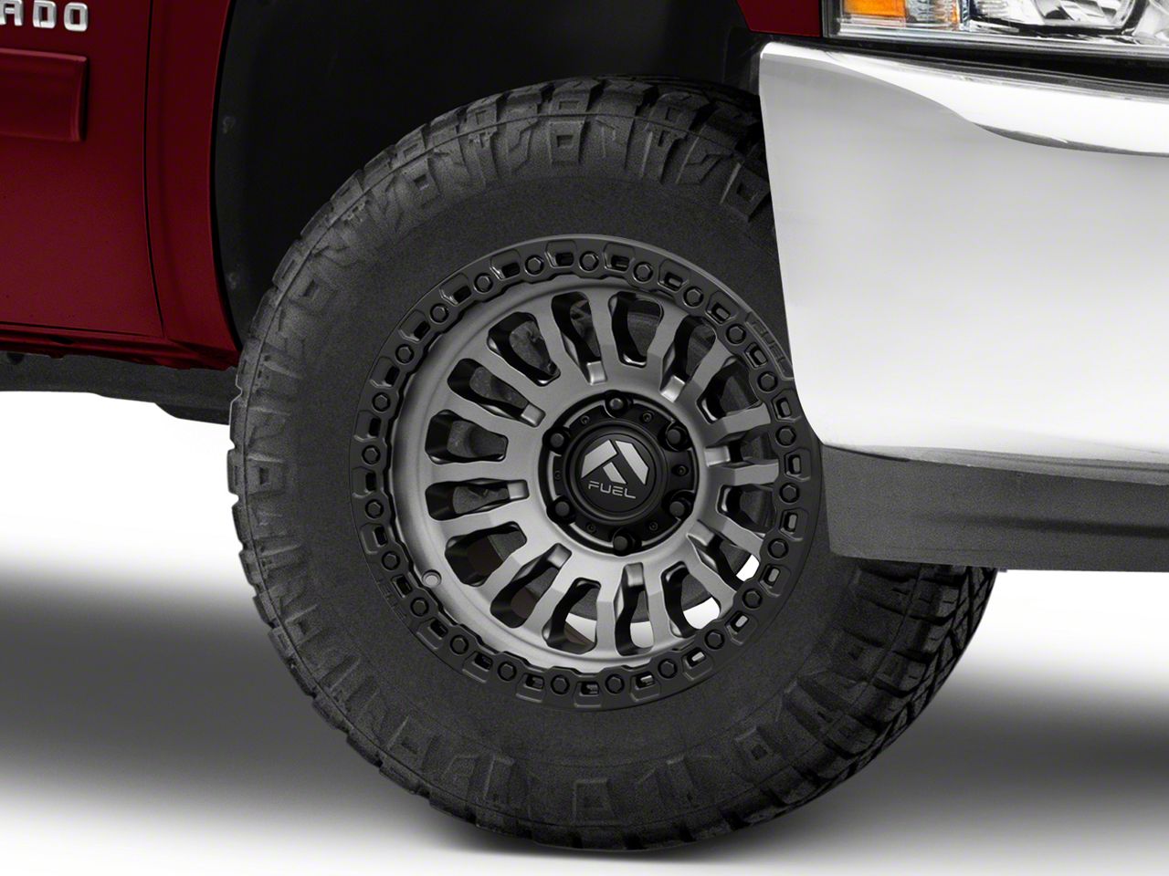 Fuel Wheels Silverado 1500 Rincon Matte Gunmetal with Matte Black Lip 6 ...