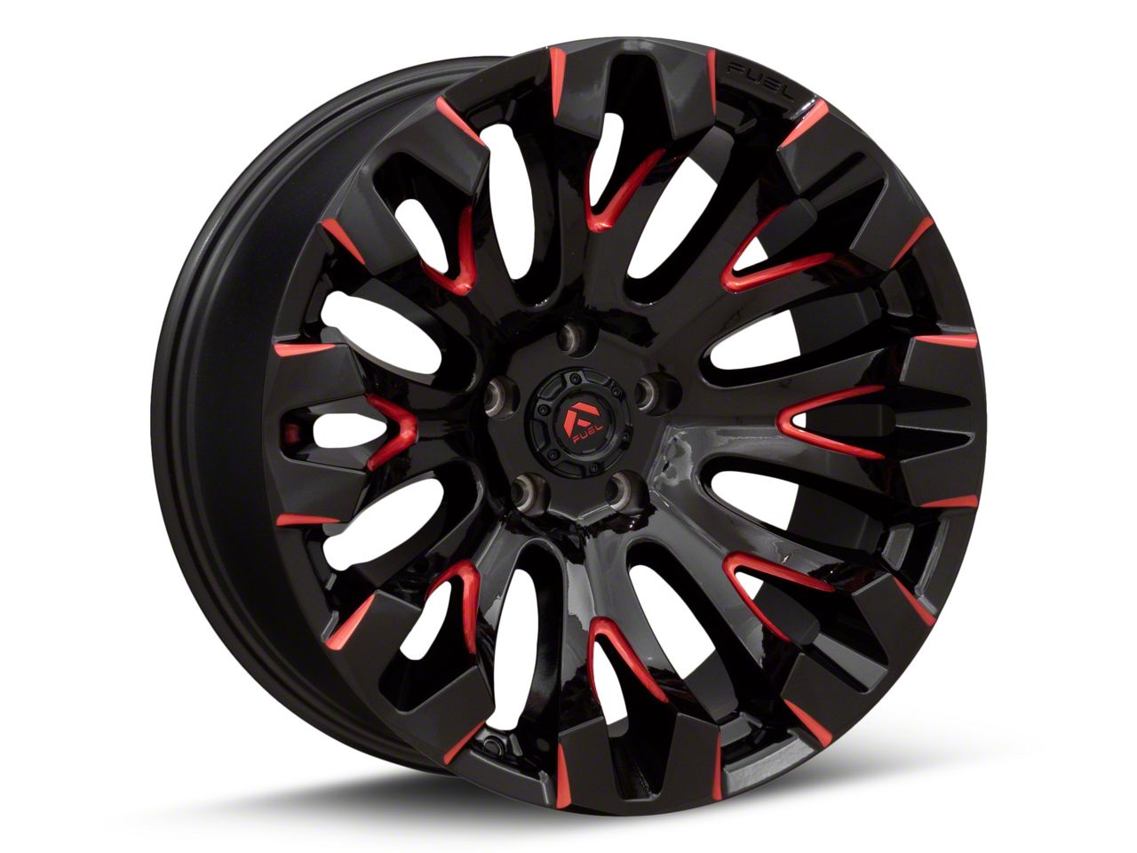 Fuel Wheels RAM 1500 Quake Gloss Black Milled with Red Tint 5-Lug Wheel ...