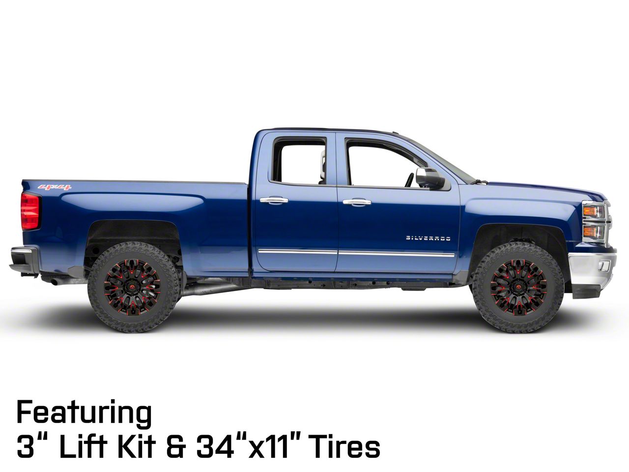 Fuel Wheels Silverado 1500 Quake Gloss Black Milled with Red Accents 6 ...