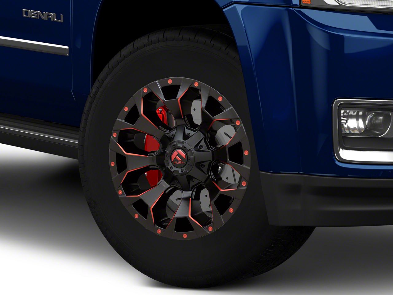 Fuel Wheels Yukon Assault Matte Black Red Milled 6-Lug Wheel; 18x9 ...