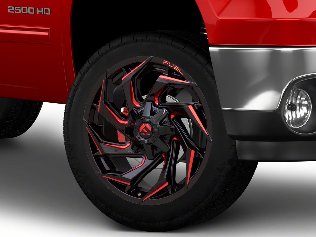 Fuel Wheels RAM 2500 Reaction Gloss Black Milled with Red Tint 8-Lug ...