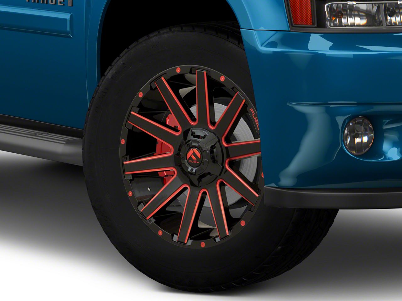 Fuel Wheels Canyon Contra Gloss Black with Red Tinted Clear 6-Lug Wheel ...