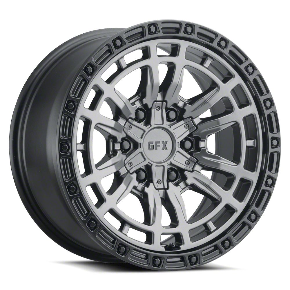G-FX Yukon TR-24 Matte Gray with Matte Black Lip 6-Lug Wheel; 20x9 ...