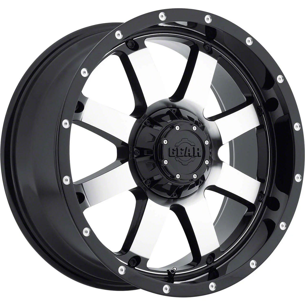 Gear Off-Road Ranger Big Block Gloss Black Machined 6-Lug Wheel; 20x9 ...