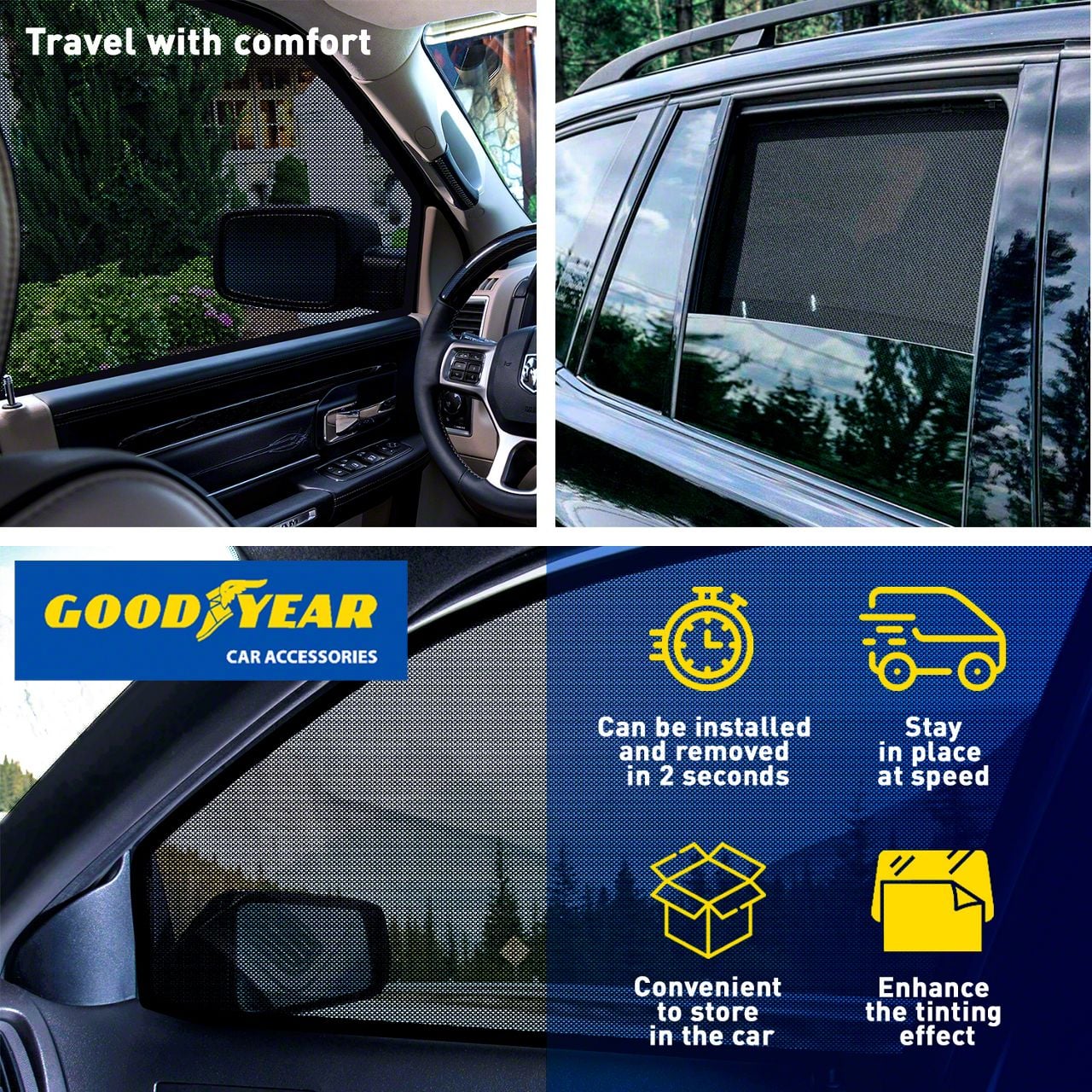 Goodyear Car Accessories RAM 1500 Magnetic Car Window Sunshade GY004799 ...