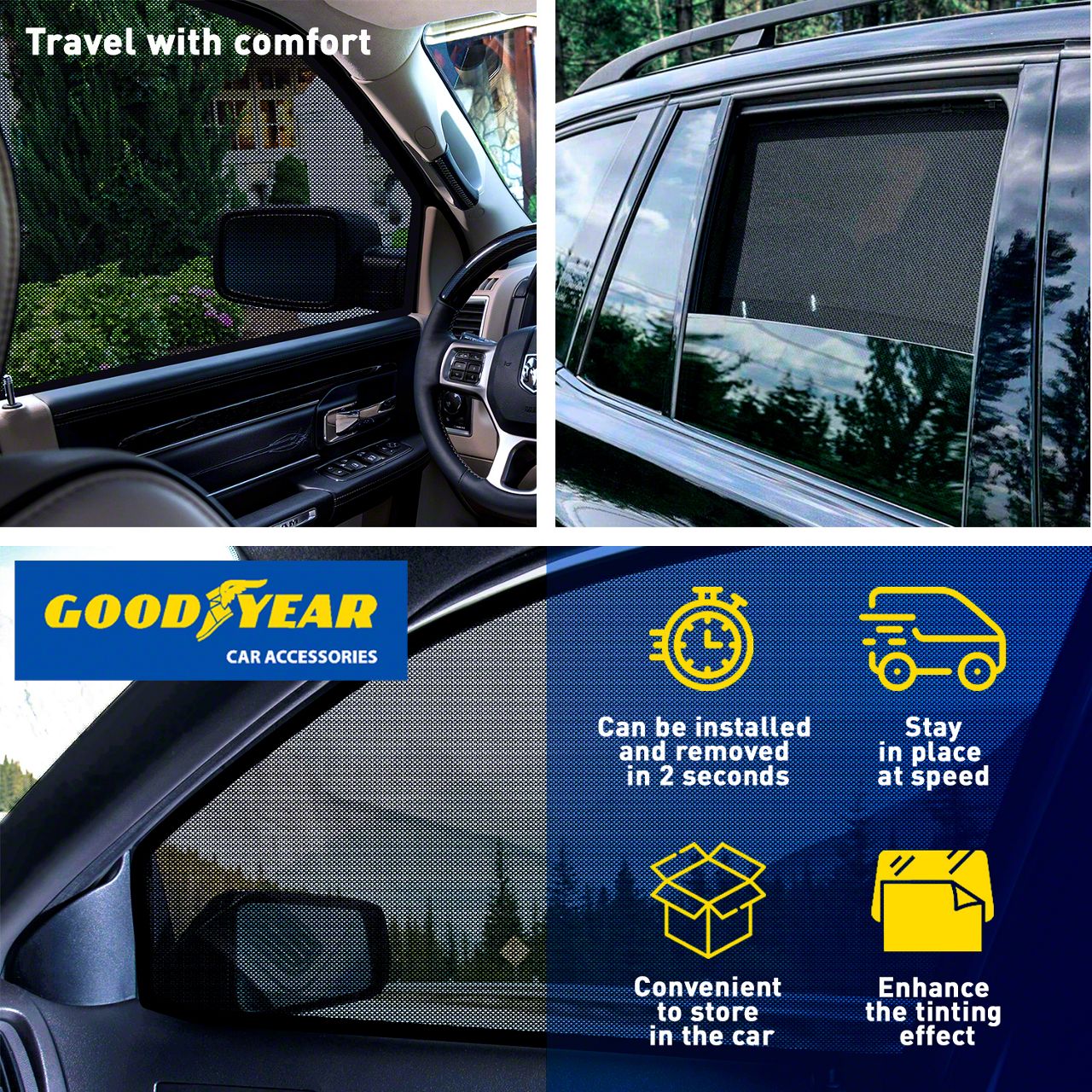 Goodyear Car Accessories Silverado 1500 Magnetic Car Window Sunshade ...