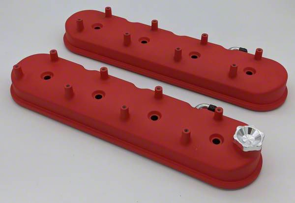 Granatelli Motor Sports Tahoe Tall Valve Covers; Red Wrinkle 640363 (09 ...