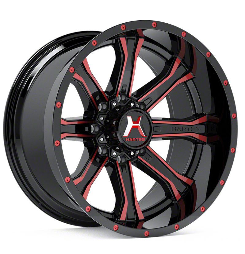 Hartes Metal F-150 Strike Gloss Black Milled with Red Tint 6-Lug Wheel ...