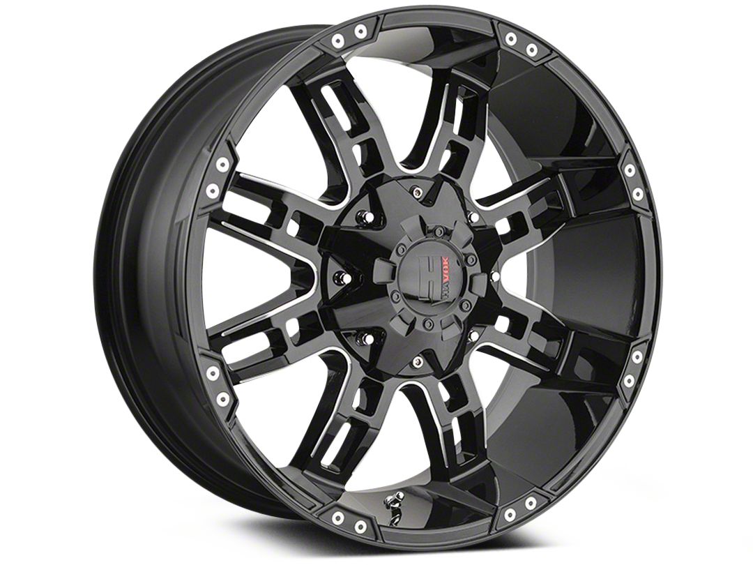 Havok Off-Road F-150 H103 Black Milled 6-Lug Wheel; 20x9; -12mm Offset ...