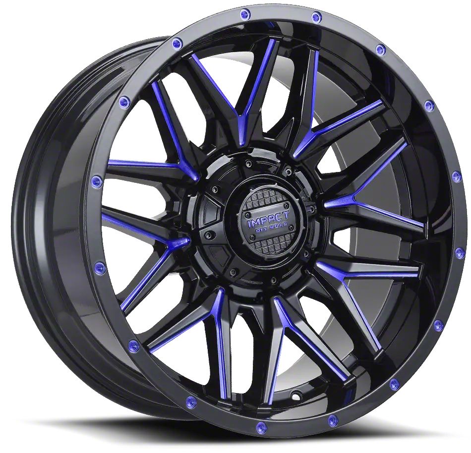 Impact Wheels F-150 819 Gloss Black and Blue Milled 6-Lug Wheel; 18x9 ...