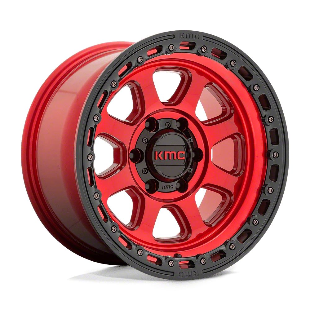 KMC RAM 2500 Chase Candy Red with Black Lip 8-Lug Wheel; 20x9; 18mm ...