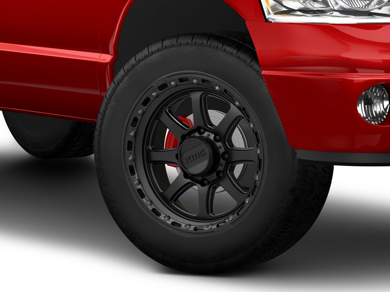 KMC RAM 2500 Chase Satin Black with Gloss Black Lip 8-Lug Wheel; 20x9 ...
