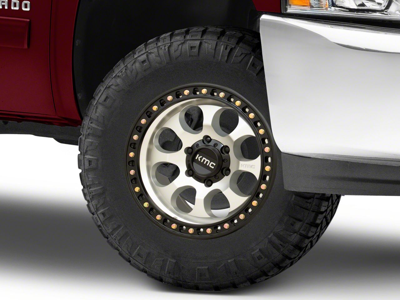 KMC Silverado 1500 Riot SBL Machined with Satin Black Lip 6-Lug Wheel ...