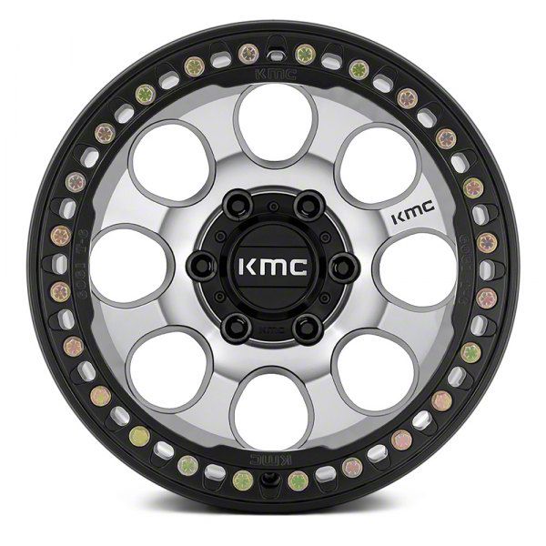 KMC F-150 Riot Beadlock Machined Face with Satin Black Windows and Ring ...