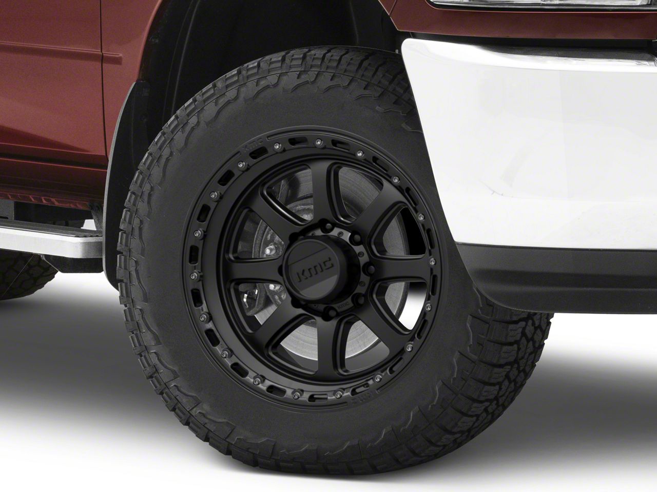 KMC RAM 2500 Chase Satin Black with Gloss Black Lip 8-Lug Wheel; 20x9 ...