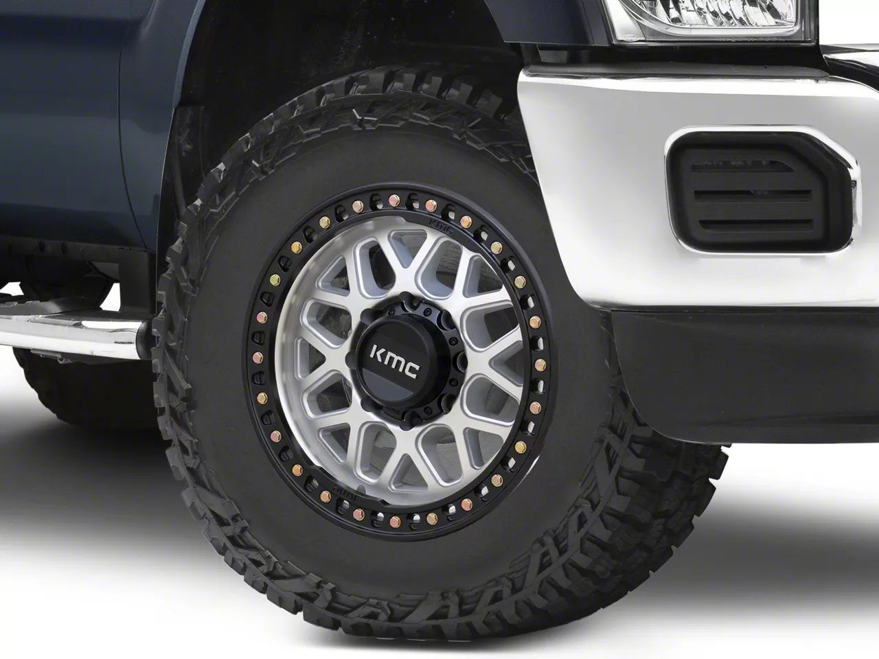 KMC F-250 Super Duty GRS Machined with Satin Black Lip 8-Lug Wheel ...