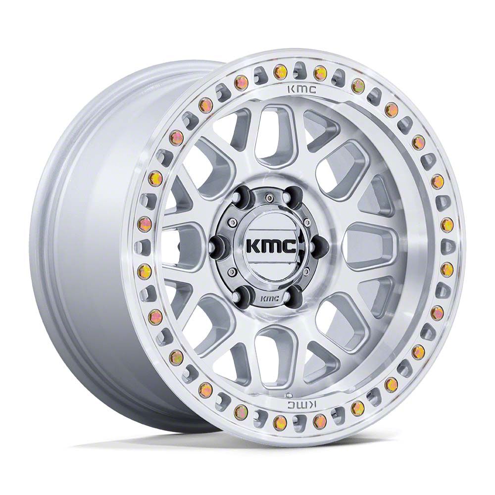 KMC Sierra 1500 GRS Gloss Silver with Machined Face 6-Lug Wheel; 17x9 ...