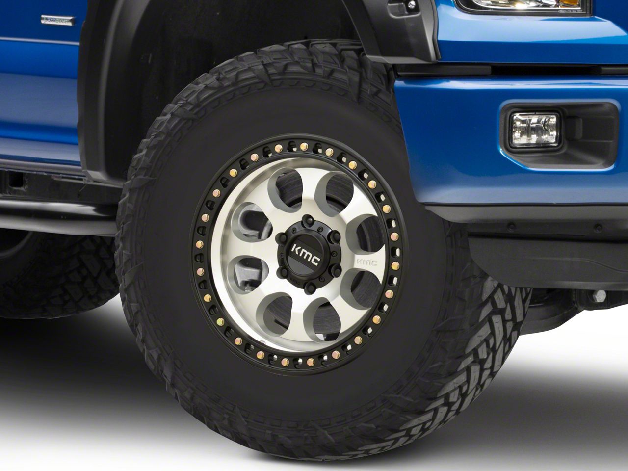 KMC F-150 Riot SBL Machined with Satin Black Lip 6-Lug Wheel; 17x8.5 ...