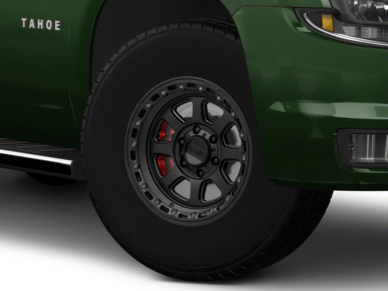 KMC Tahoe Chase Satin Black with Gloss Black Lip 6-Lug Wheel; 17x9 ...