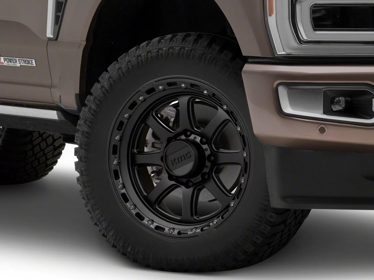 KMC F-250 Super Duty Chase Satin Black with Gloss Black Lip 8-Lug Wheel ...