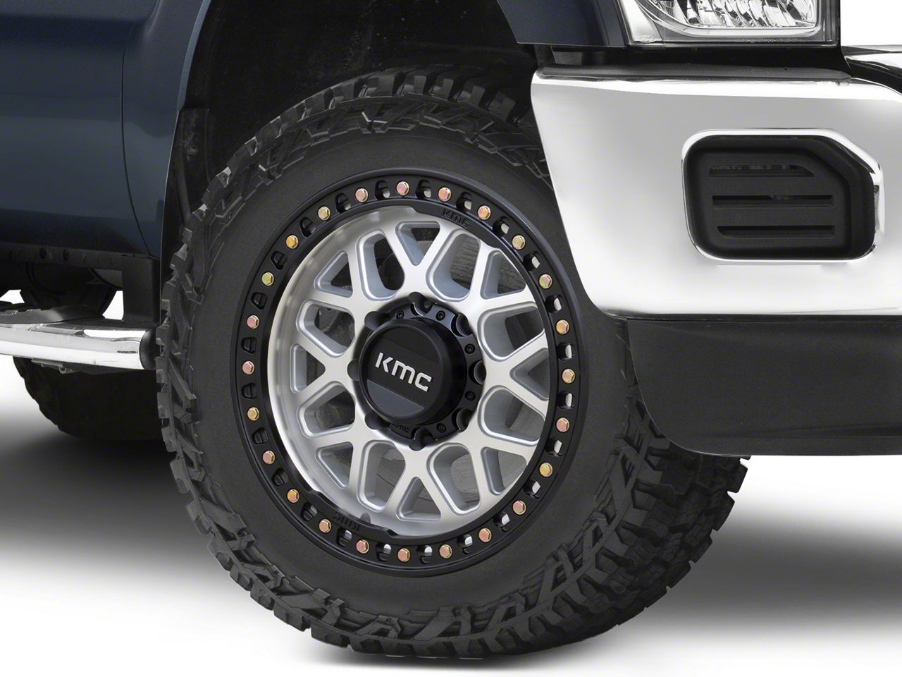 KMC F-350 Super Duty GRS Machined with Satin Black Lip 8-Lug Wheel ...