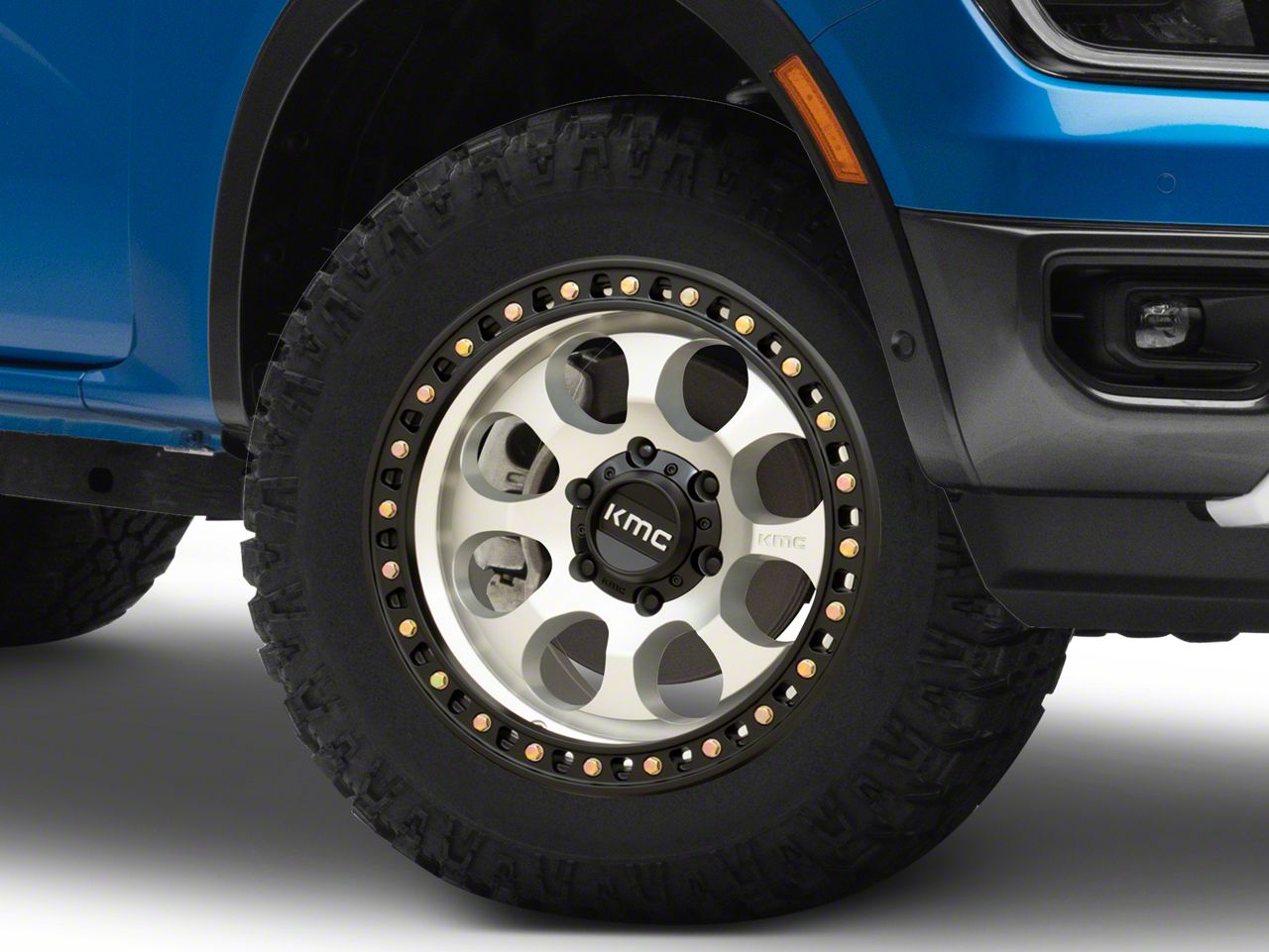 KMC Ranger Riot SBL Machined with Satin Black Lip 6-Lug Wheel; 18x9 ...