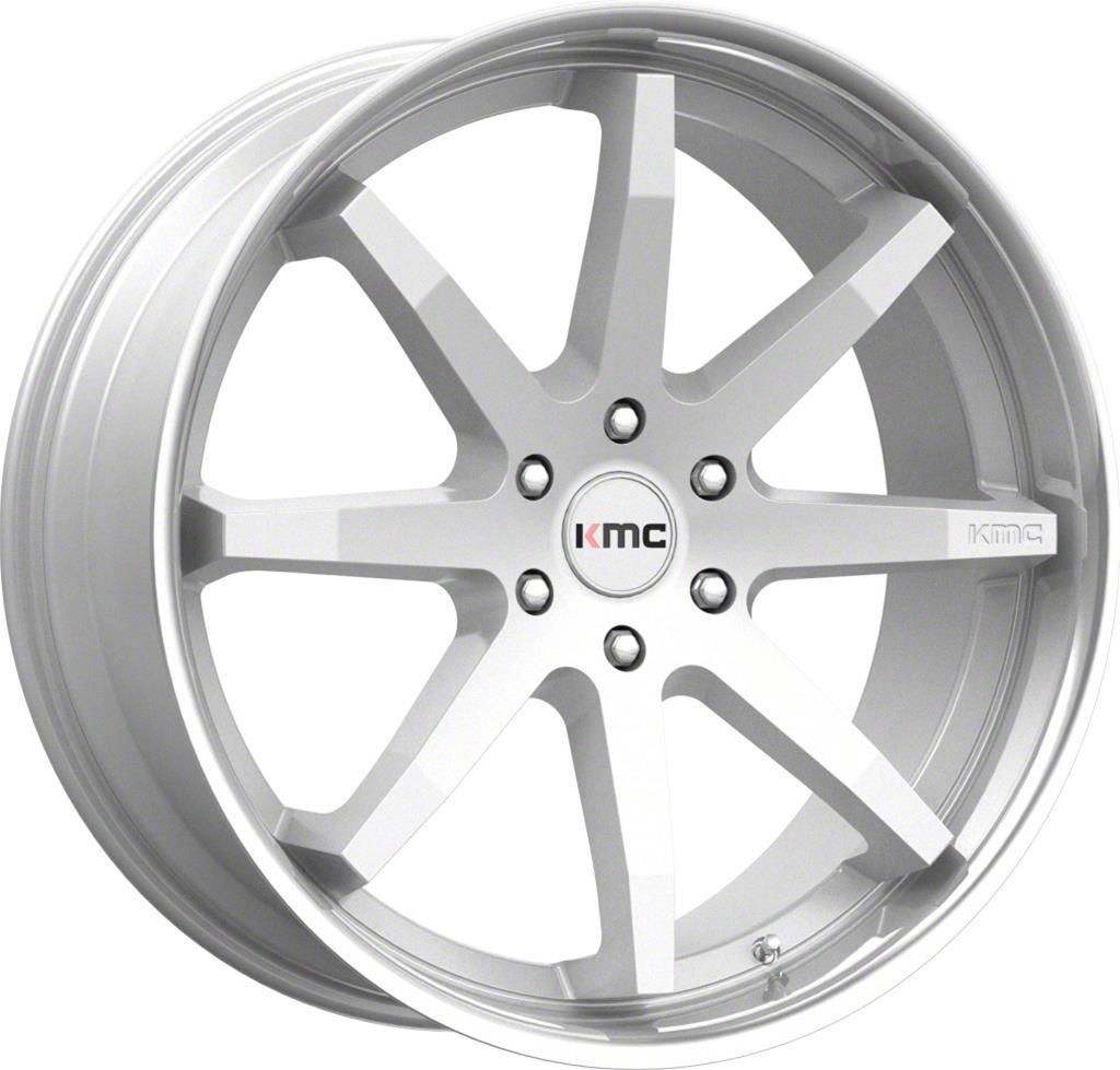 KMC Canyon Reverb Brushed Silver with Chrome Lip 6-Lug Wheel; 22x9.5 ...