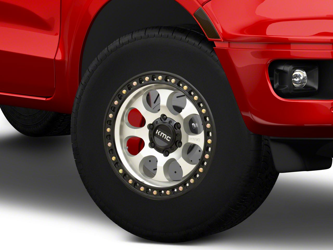 KMC Ranger Riot SBL Machined with Satin Black Lip 6-Lug Wheel; 17x9 ...