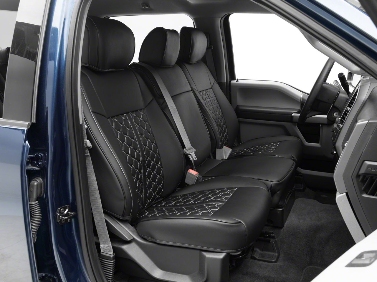 F-150 Premium Artificial Leather Front and Rear Seat Covers; All Black ...