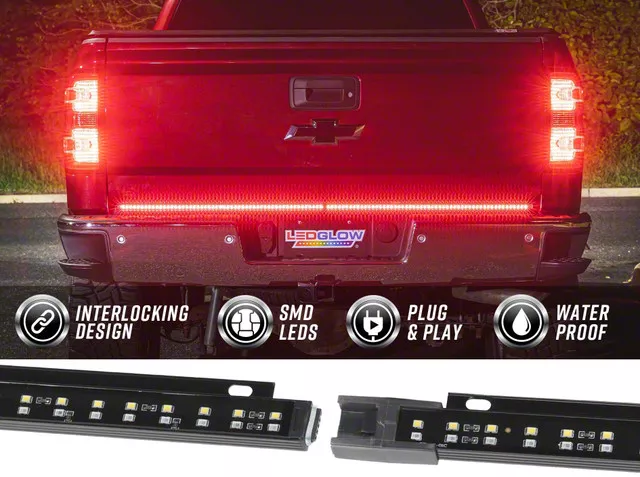 LEDGlow Silverado 1500 Double Row Red Tailgate Light Bar with White ...