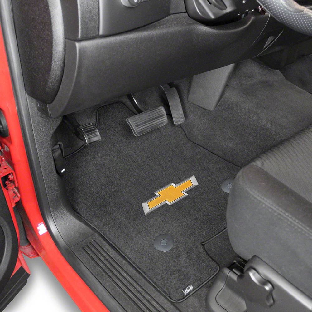 Lloyd Silverado 1500 Velourtex Front Floor Mats w/ Bowtie Logo - Black ...