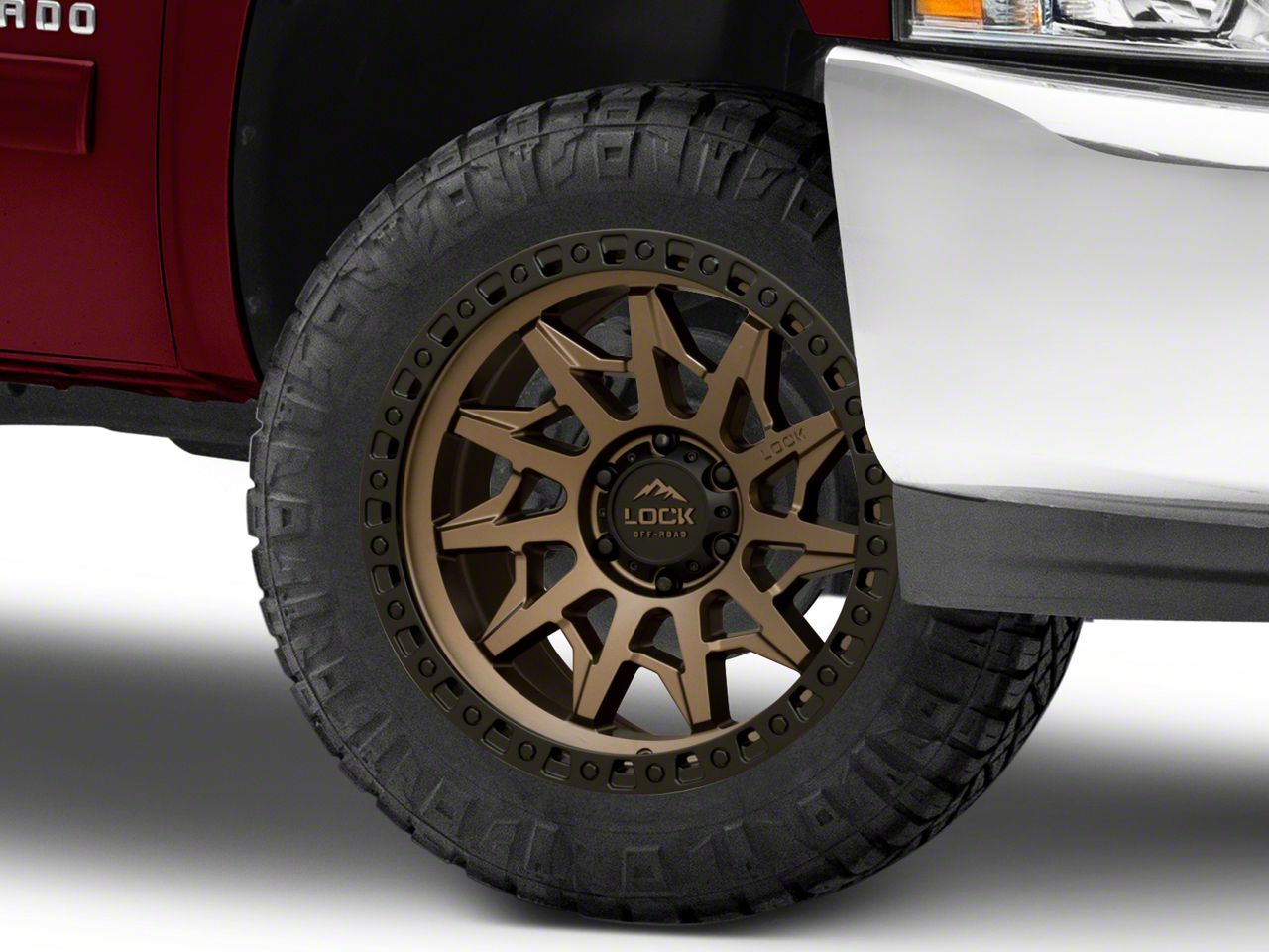 Lock Off-Road Silverado 1500 Lunatic Matte Bronze with Matte Black Ring ...