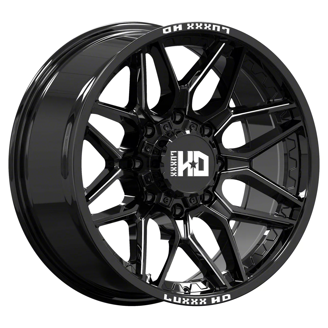Luxxx HD Sierra 3500 LHD-36 Gloss Black Milled 8-Lug Wheel; 20x10 ...