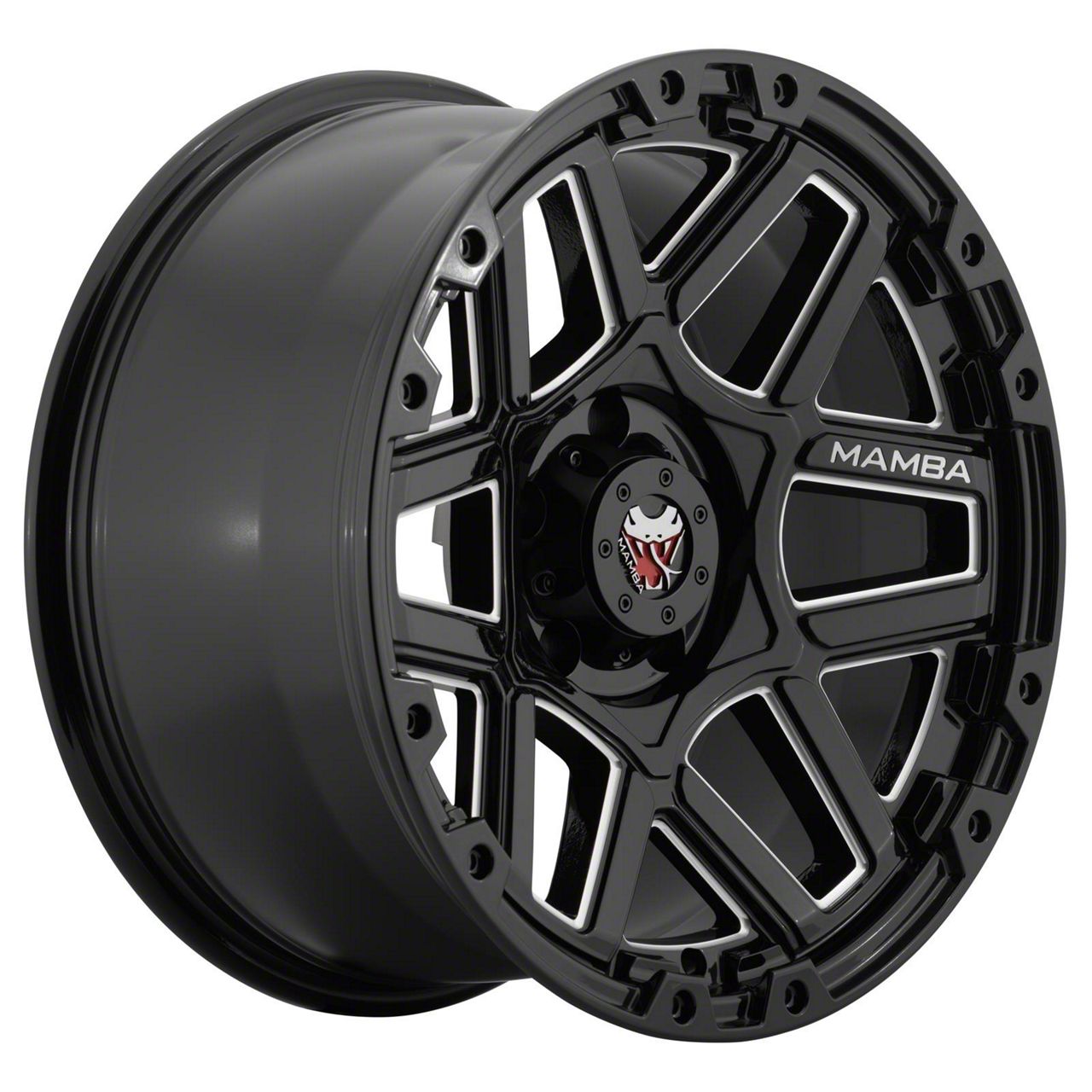 Mamba Offroad Wheels RAM 1500 Type M23 Gloss Black Machined 6-Lug Wheel ...