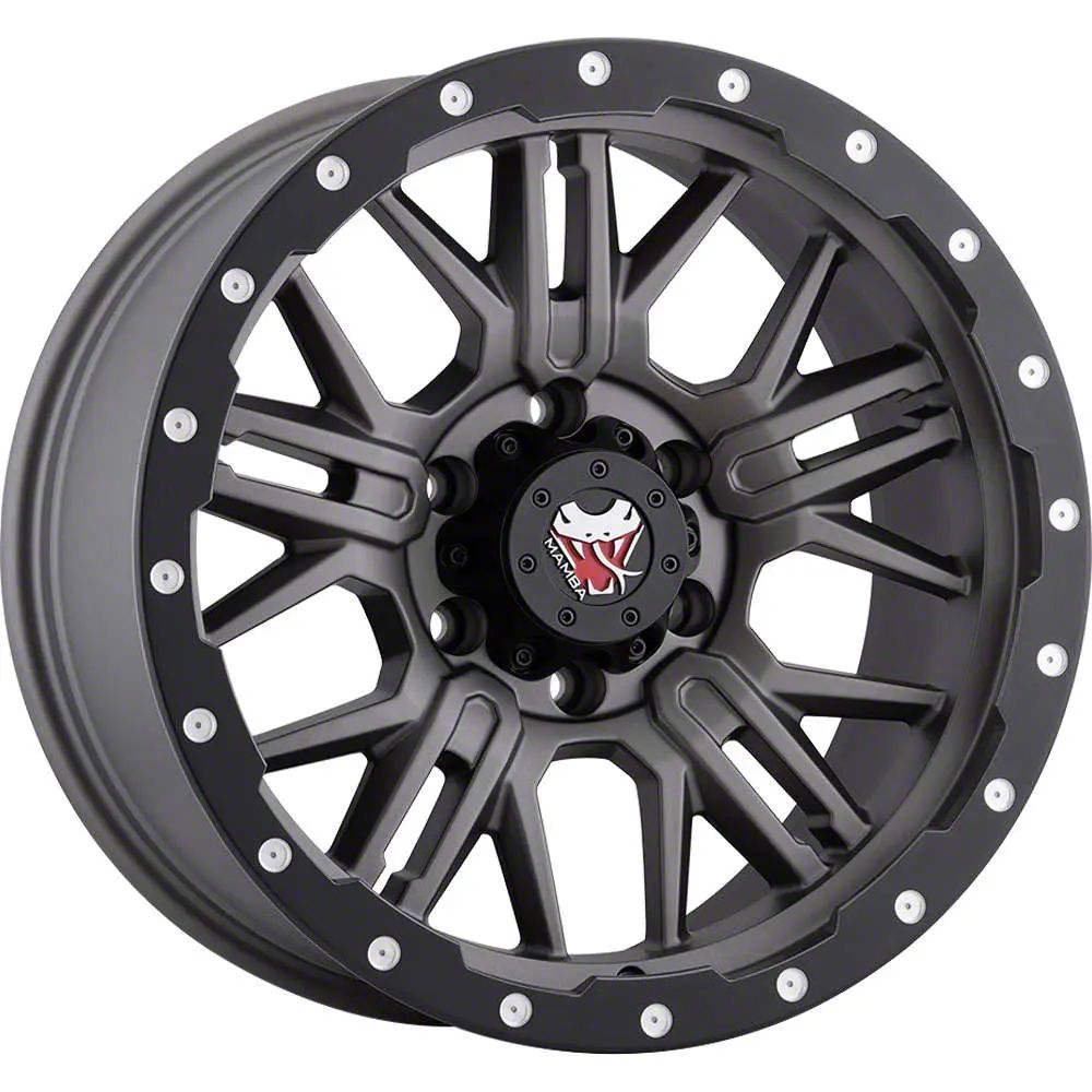 Mamba Offroad Wheels Ranger M25 Matte Gray with Black Lip 6-Lug Wheel ...