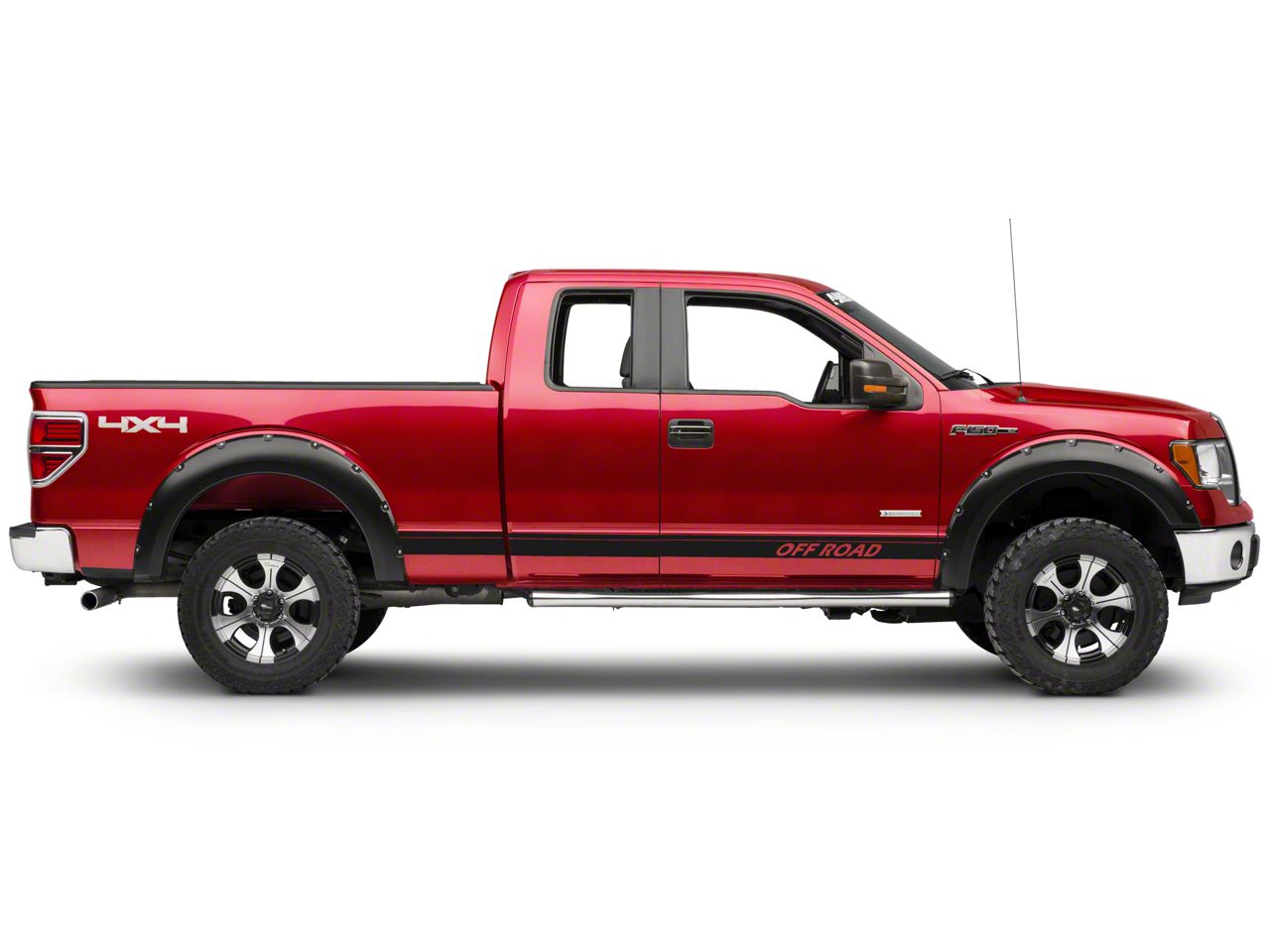 SEC10 F-150 Rocker Stripes with Off Road Lettering; Matte Black T527969 ...