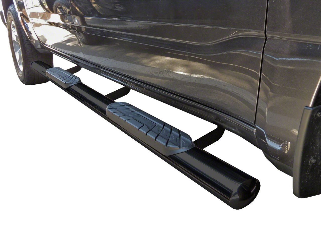 Maverick 4-Inch Straight Oval Side Step Bars; Semi-Gloss Black (22-26 ...