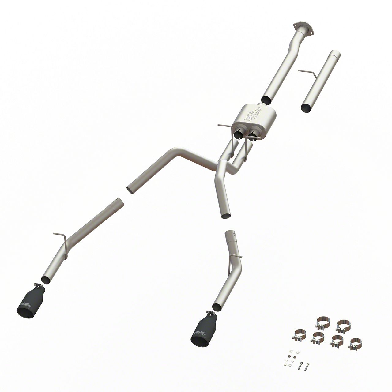 MaxFlow Xtreme RAM 1500 Dual Exhaust System with Black Tips; Side/Rear ...